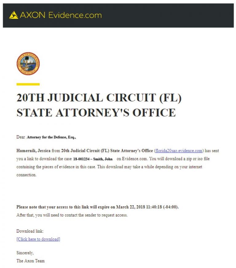 Evidence.com Discovery Exchange - State Attorneys Office