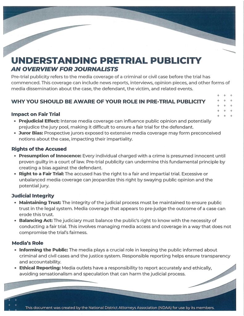 Pretrial Publicity – An Overview for Journalist - State Attorneys Office